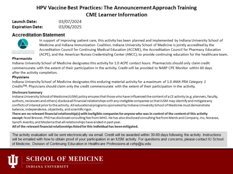 HPV Best Practices Education Program - National HPV Vaccination Roundtable